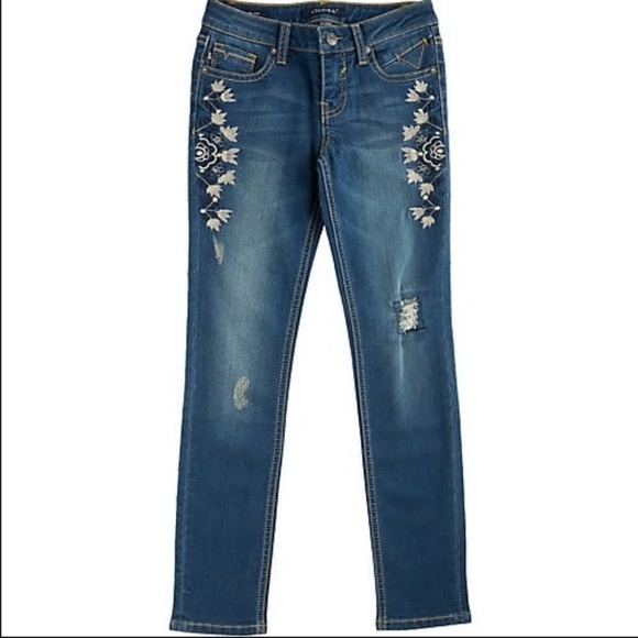 Vigoss | Bottoms | Vigoss Floral Embroidered Jeans Girls Size | Poshmark